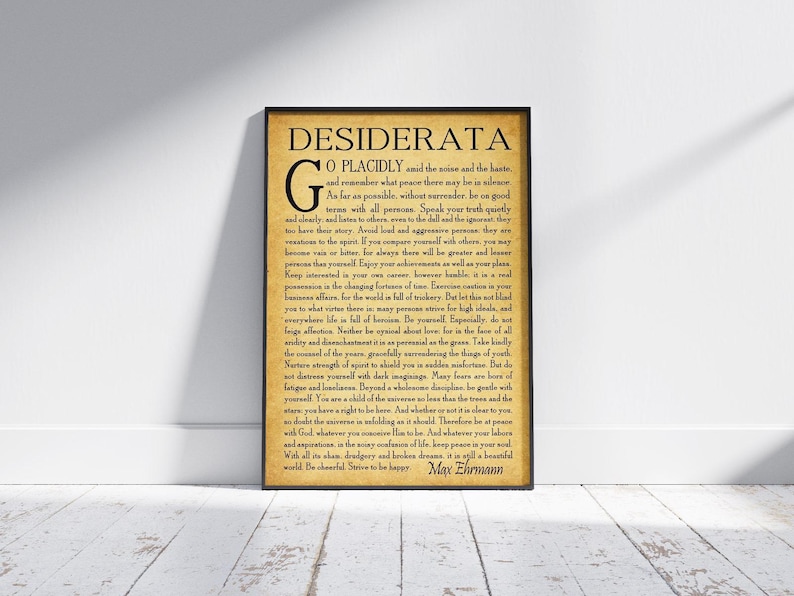 Desiderata Poem Print - Max Ehrmann Poetry Wall Art - Etsy
