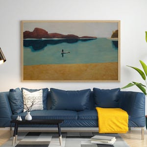 Lake Landscape Art Print: Abstract Nature Painting, Framed Canvas - Etsy