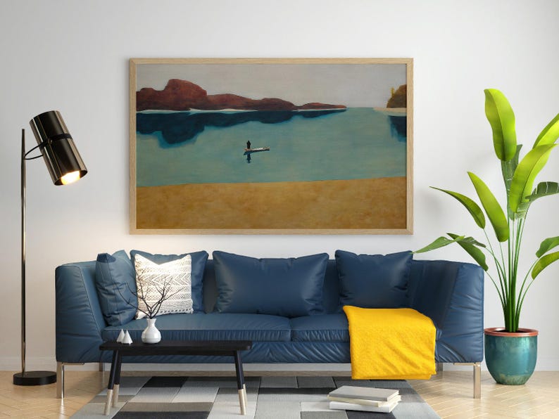 Lake Landscape Art Print: Abstract Nature Painting, Framed Canvas - Etsy
