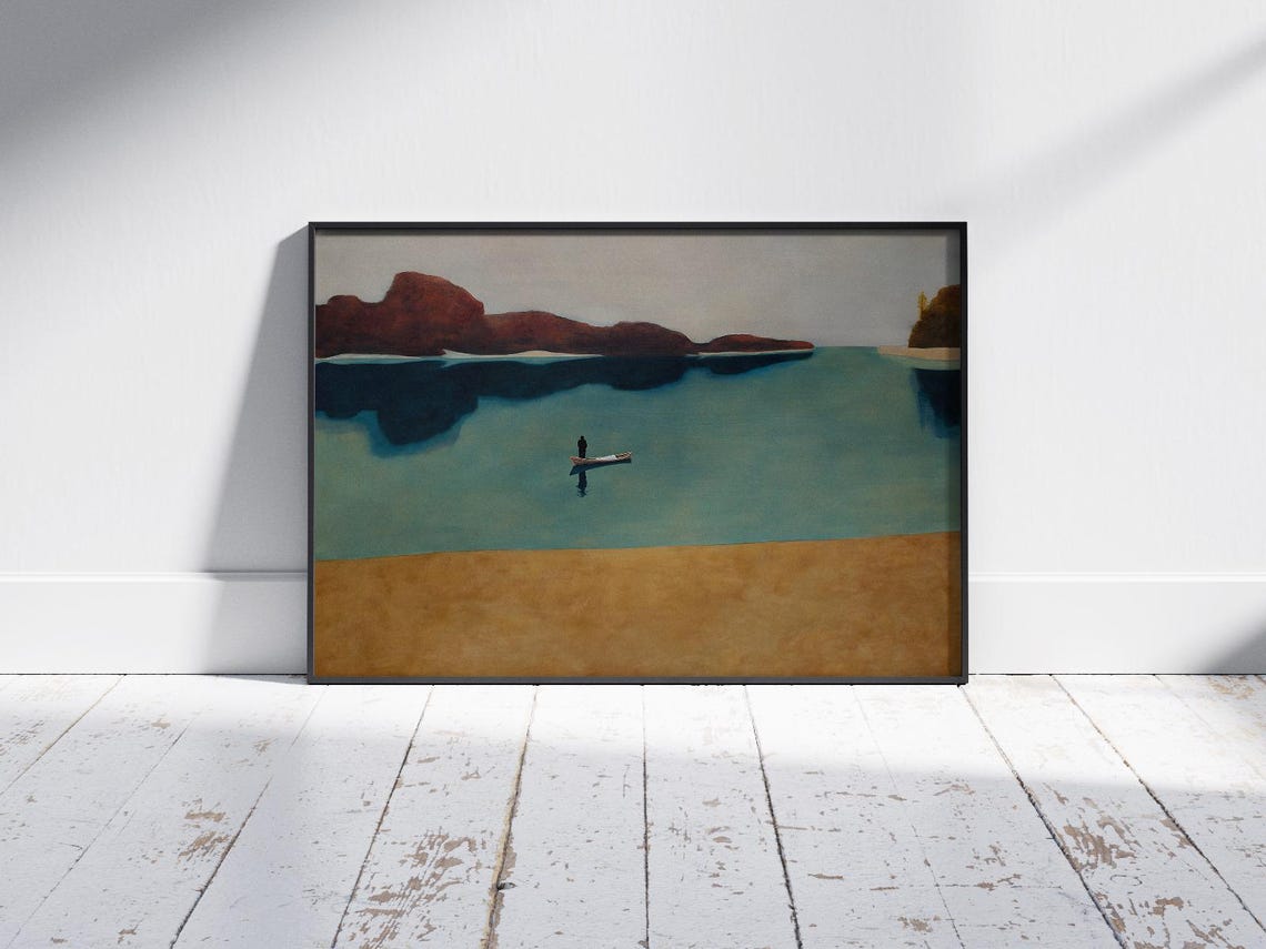 Lake Landscape Art Print: Abstract Nature Painting, Framed Canvas - Etsy