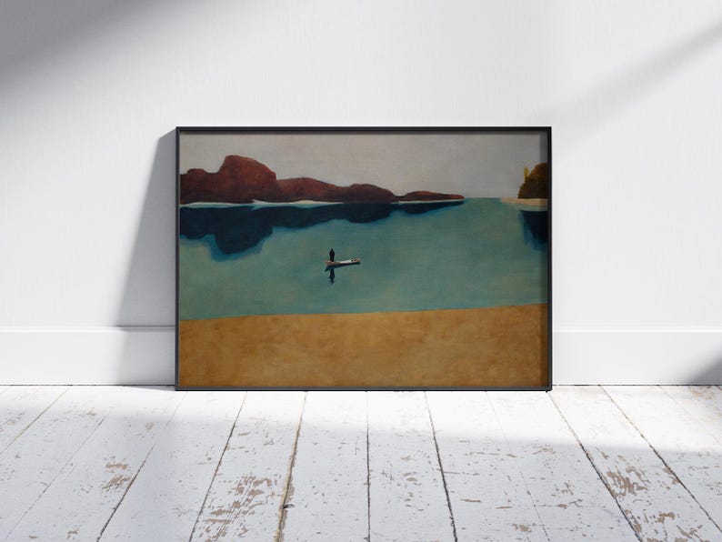 Lake Landscape Art Print: Abstract Nature Painting, Framed Canvas - Etsy