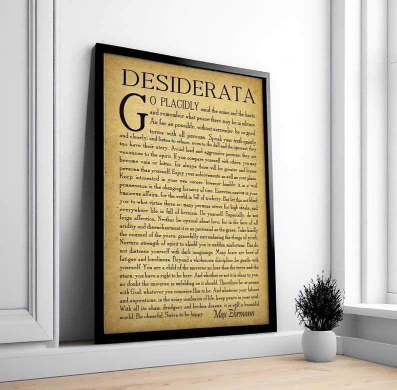 Desiderata Poem Print - Max Ehrmann Poetry Wall Art - Etsy