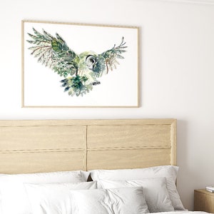 Flying Owl, Trees Leaves, Forest Double Exposure Nature Animal Bird ...