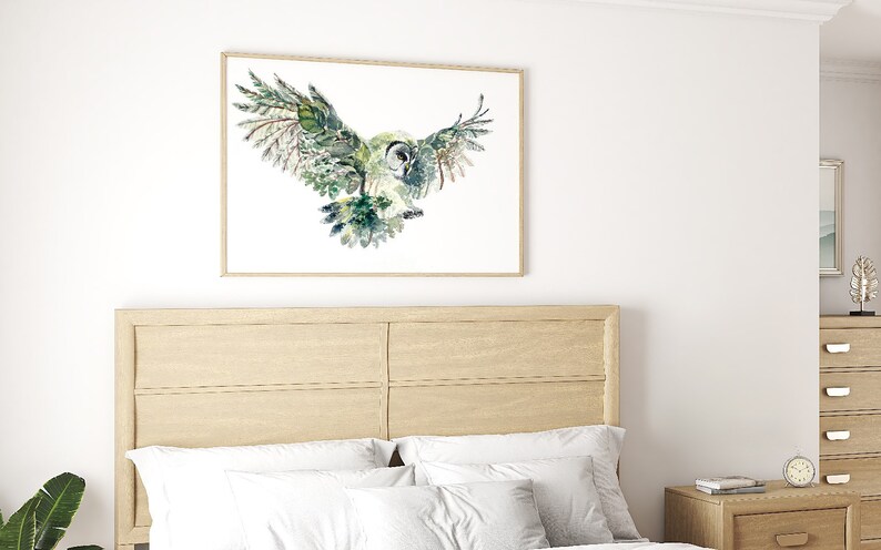 Flying Owl, Trees Leaves, Forest Double Exposure Nature Animal Bird ...