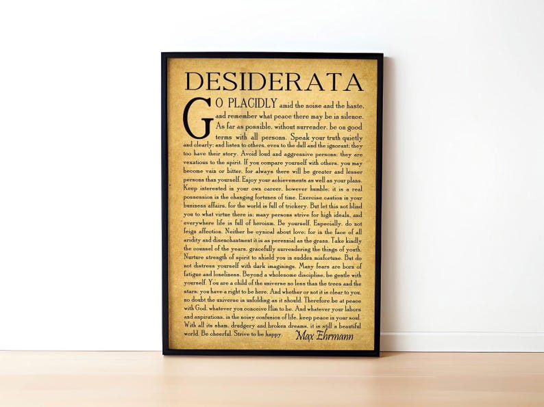 Desiderata Poem Print - Max Ehrmann Poetry Wall Art - Etsy
