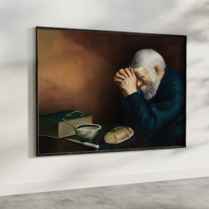 Grace, Man Praying Over Bread, Large Wall Art, Eric Enstrom Gratitude ...