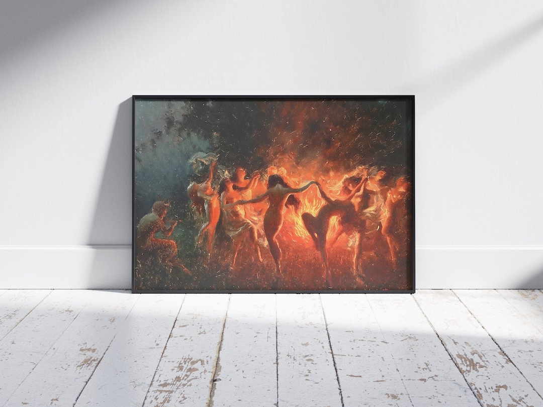 Fire Dance Painting: Witches and Nymphs Vintage Wall Art - Etsy