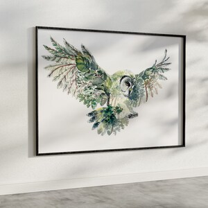 Flying Owl, Trees Leaves, Forest Double Exposure Nature Animal Bird ...