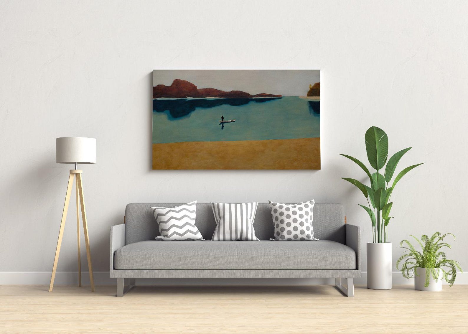 Lake Landscape Art Print: Abstract Nature Painting, Framed Canvas - Etsy