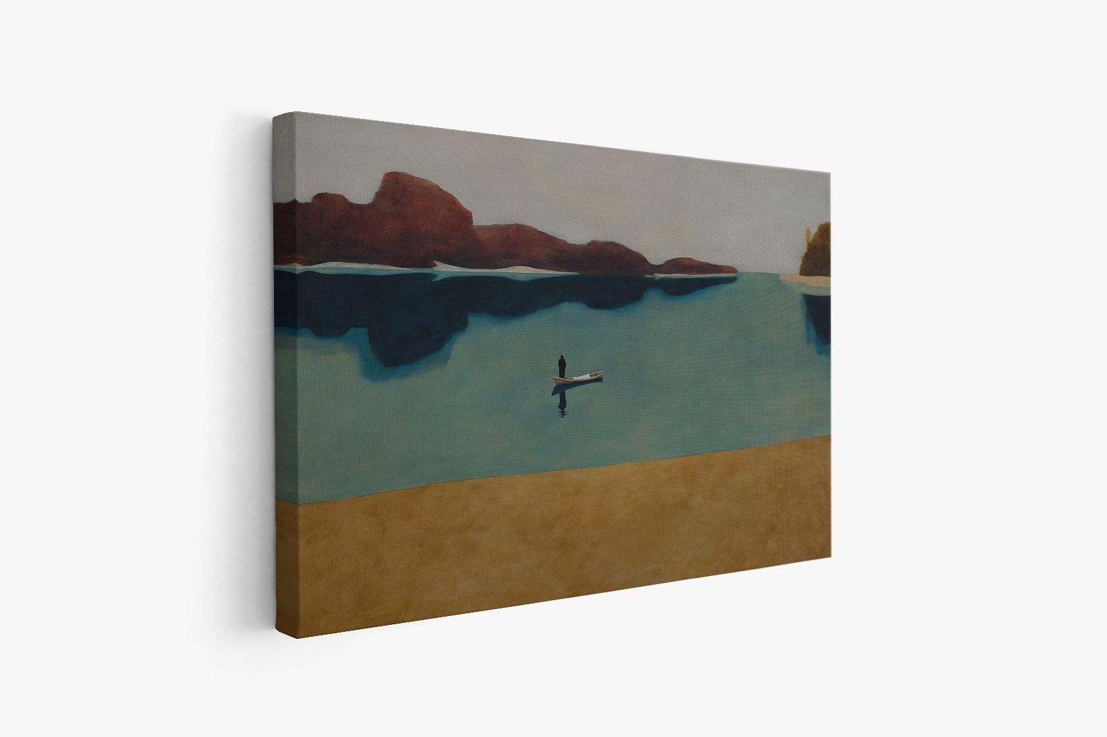 Lake Landscape Art Print: Abstract Nature Painting, Framed Canvas - Etsy