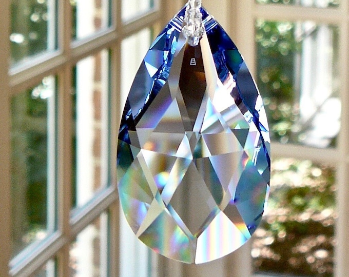 Blue Crystal Suncatcher Prism, Window Decor, Hanging Window Ornament ...