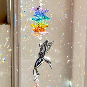 Hummingbird Suncatcher, Made W/ Swarovski Crystals and Pewter Sculpture ...