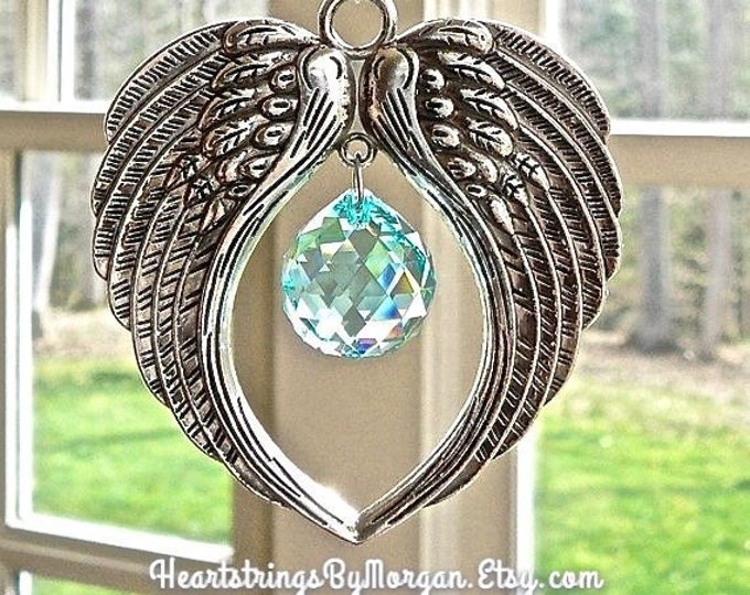 ANGEL WINGS Car Charm Suncatcher, Made With Pewter Wings and Swarovski ...