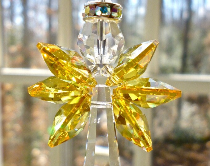 Guardian Car Angel Car Charm With Yellow Wings, All Swarovski Crystal ...