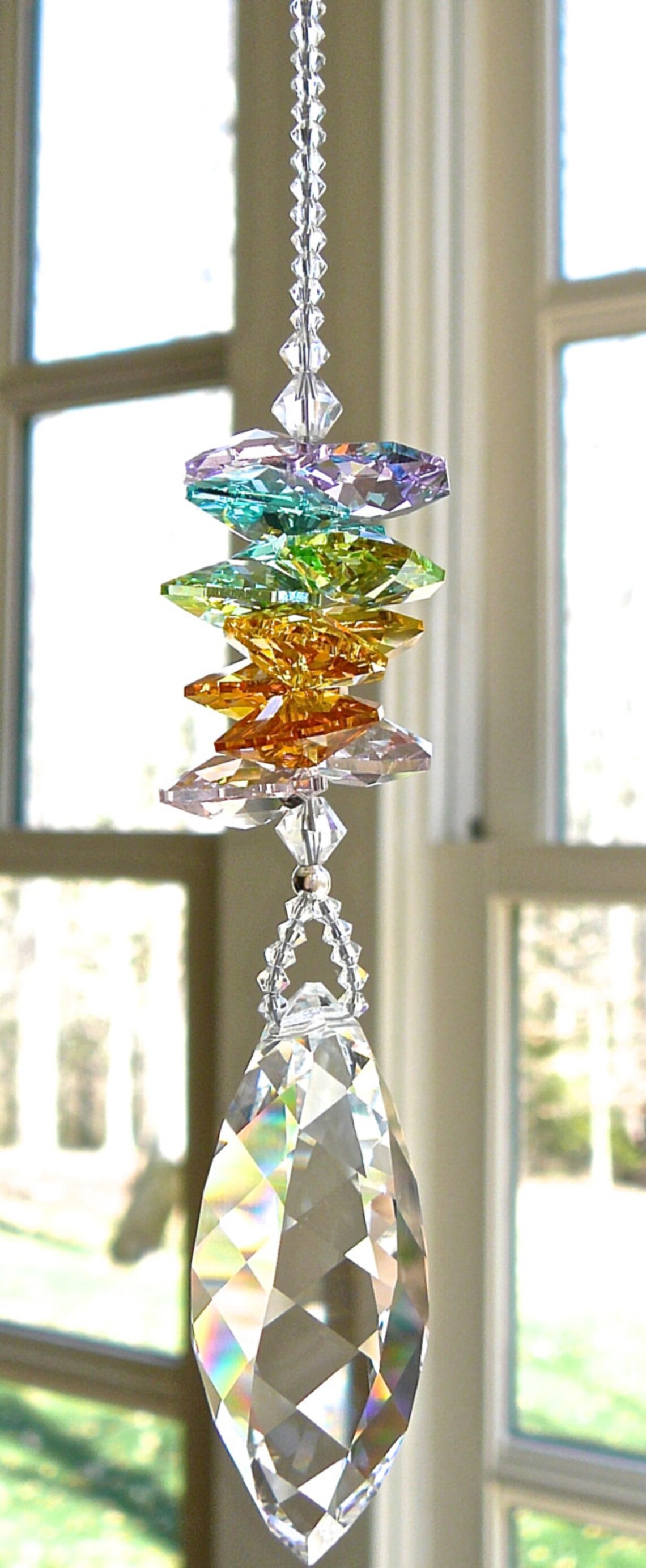 Pastel Rainbow Colored Crystal Suncatcher Made Entirely W/ | Etsy