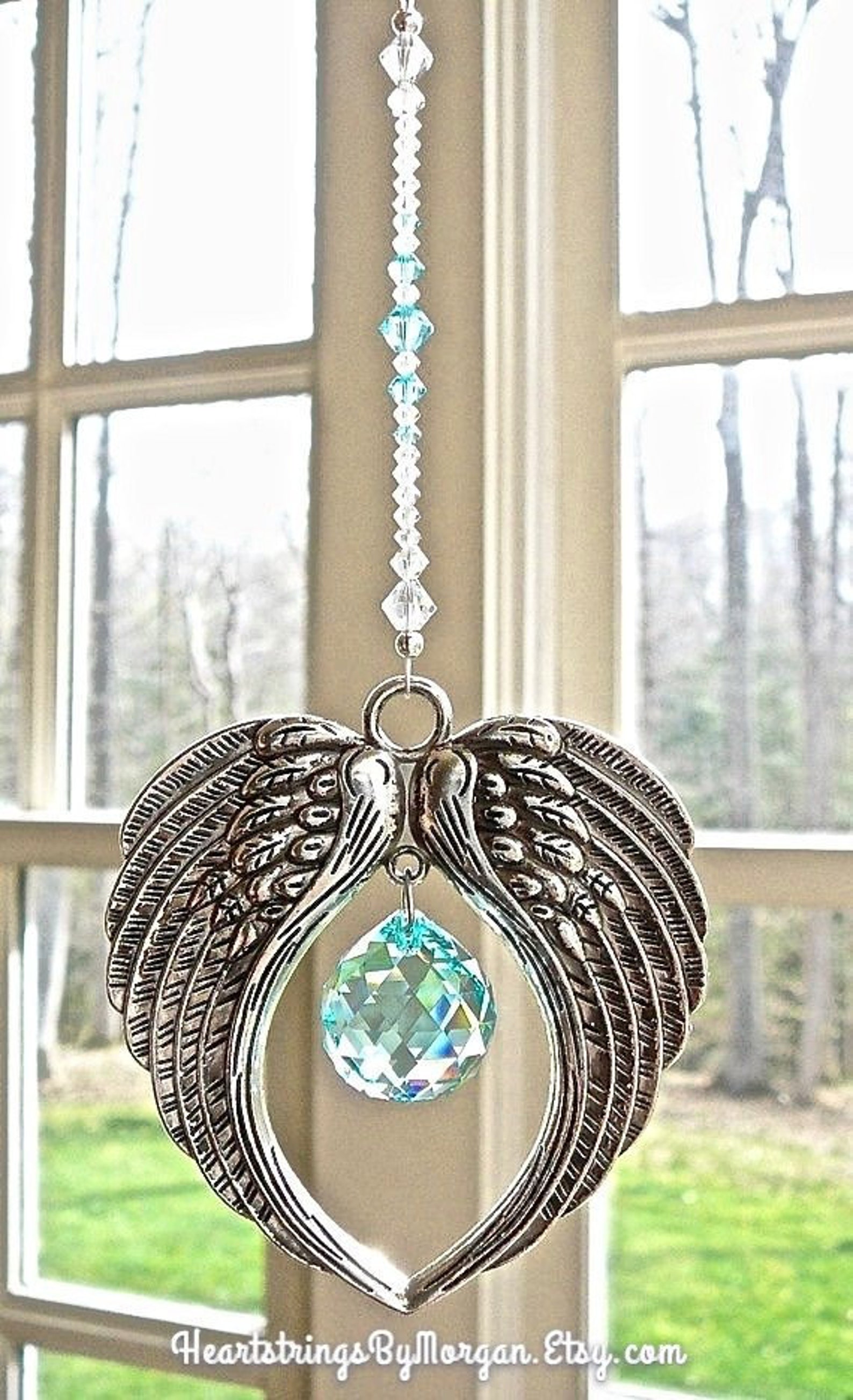 ANGEL WINGS Car Charm Suncatcher Made With Pewter Wings and - Etsy