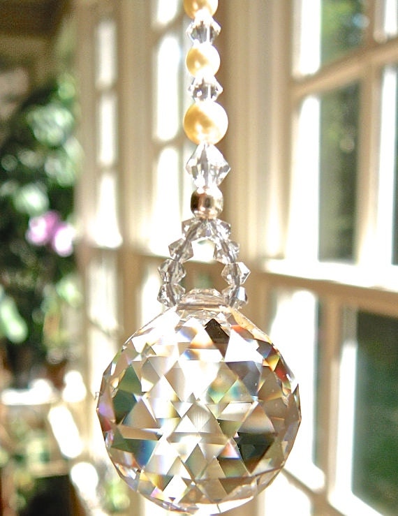 Crystals and Pearls Suncatcher Light Catcher Made With a | Etsy
