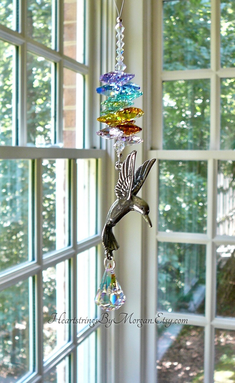 Hummingbird Suncatcher Made W/ Swarovski Crystals and Pewter - Etsy