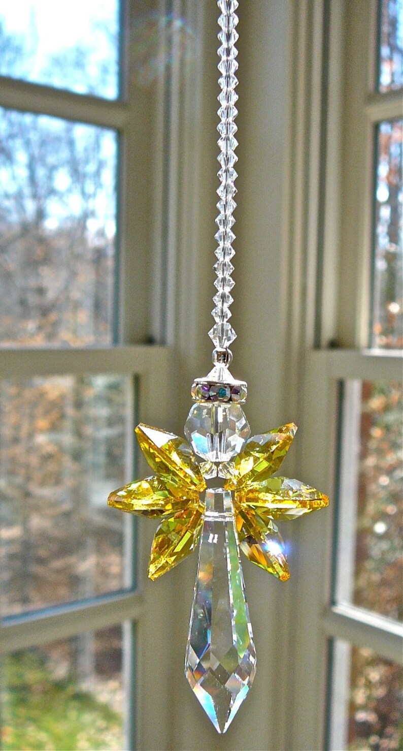 Guardian Car Angel Car Charm With Yellow Wings All Swarovski - Etsy