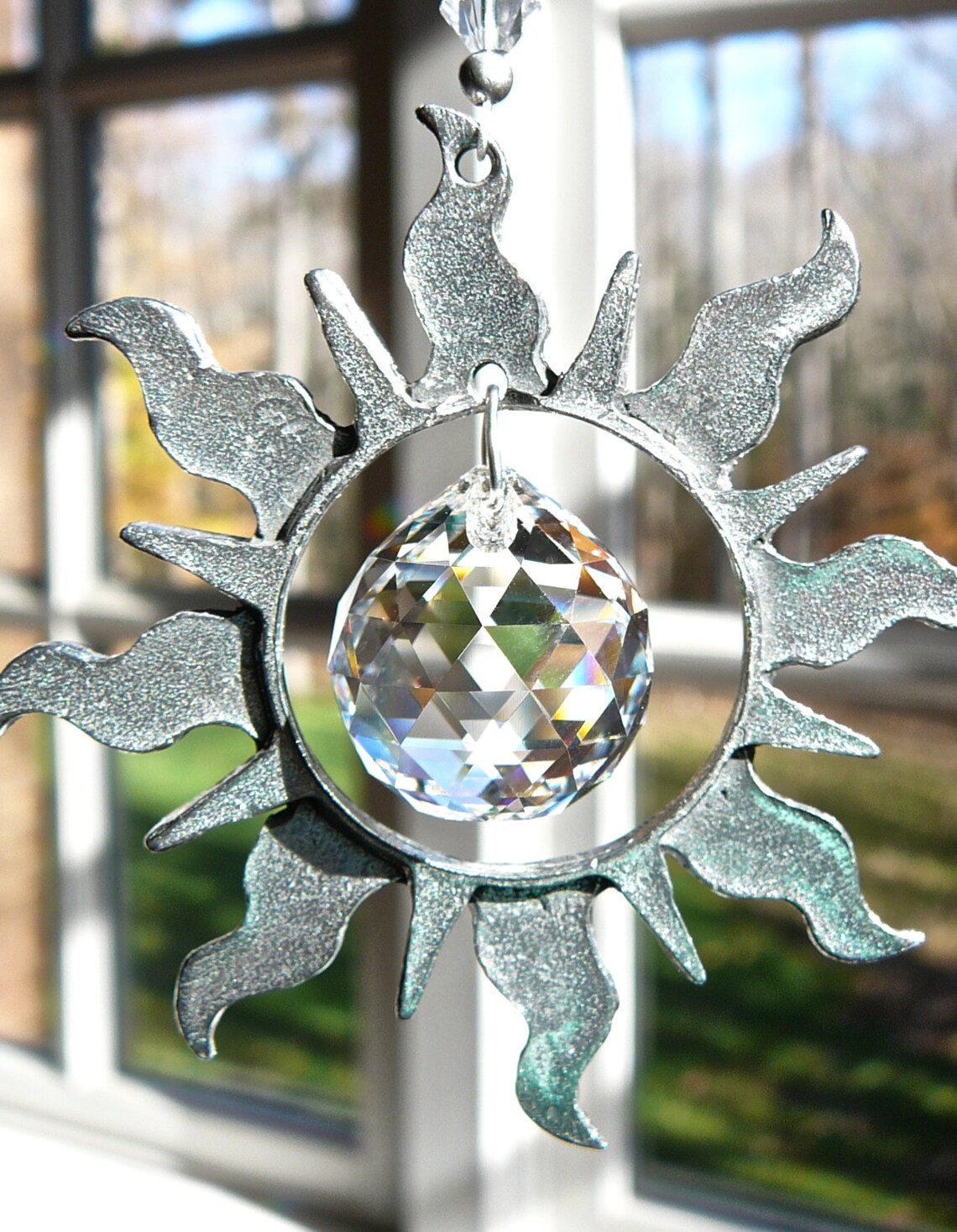 Swarovski Crystal Suncatcher Made With Pewter Sun and Swarovski ...