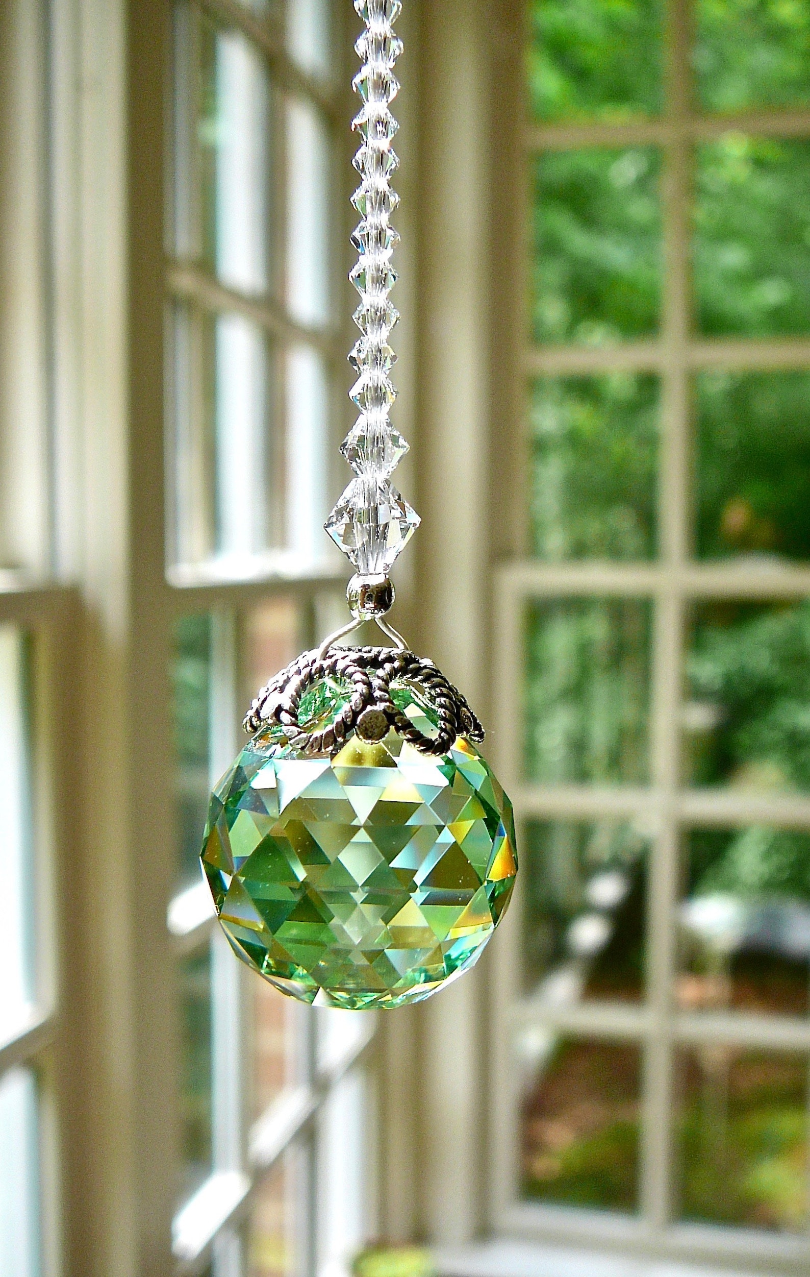 Green Crystal Ball Window Hanger Suncatcher for Car Rearview | Etsy