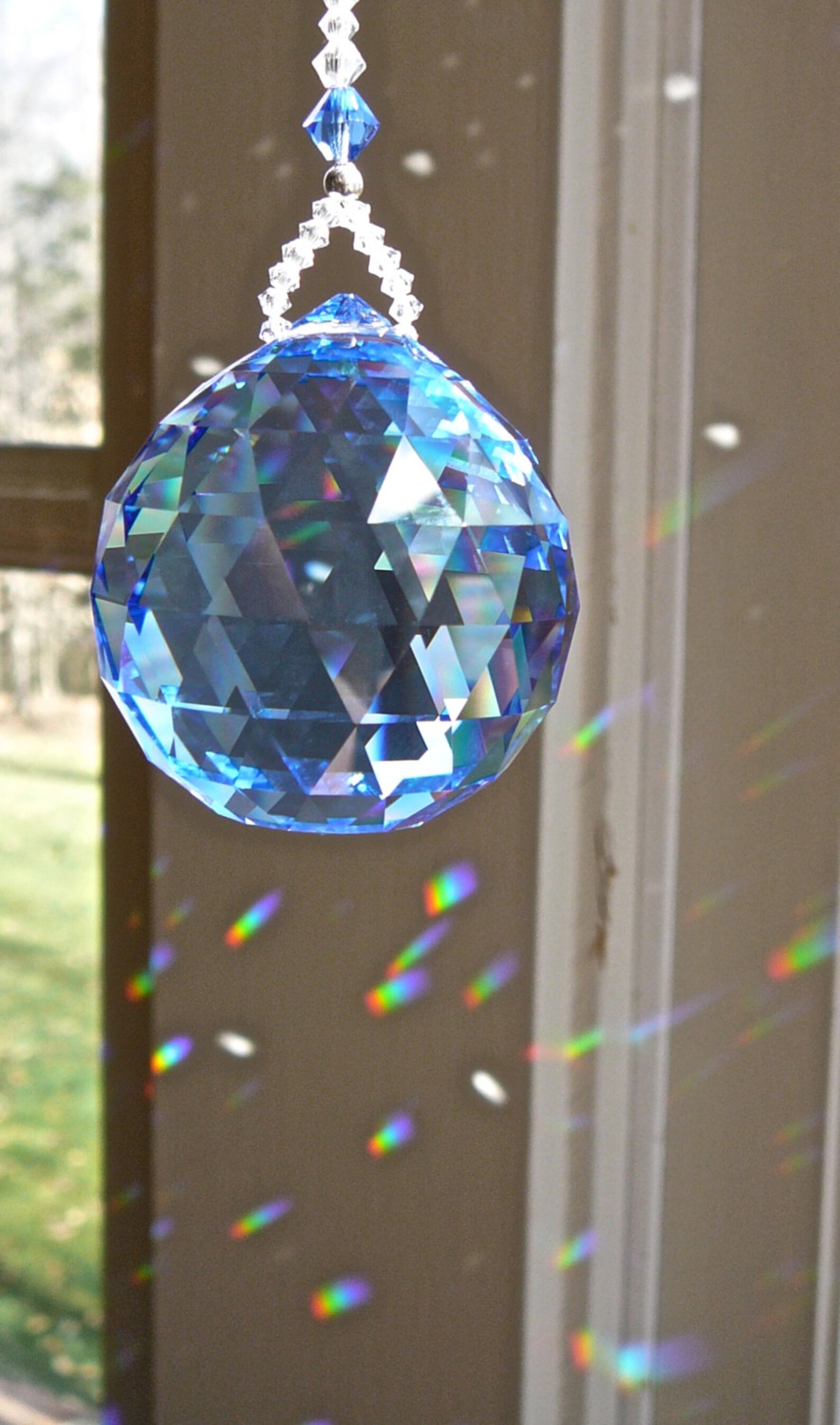 Large 40mm Crystal Ball Suncatcher, Made W/ Swarovski Crystal Ball in 9 ...