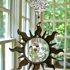 Crystal Pewter Sun Suncatcher for Car Mirror or Home Window in Clear or ...