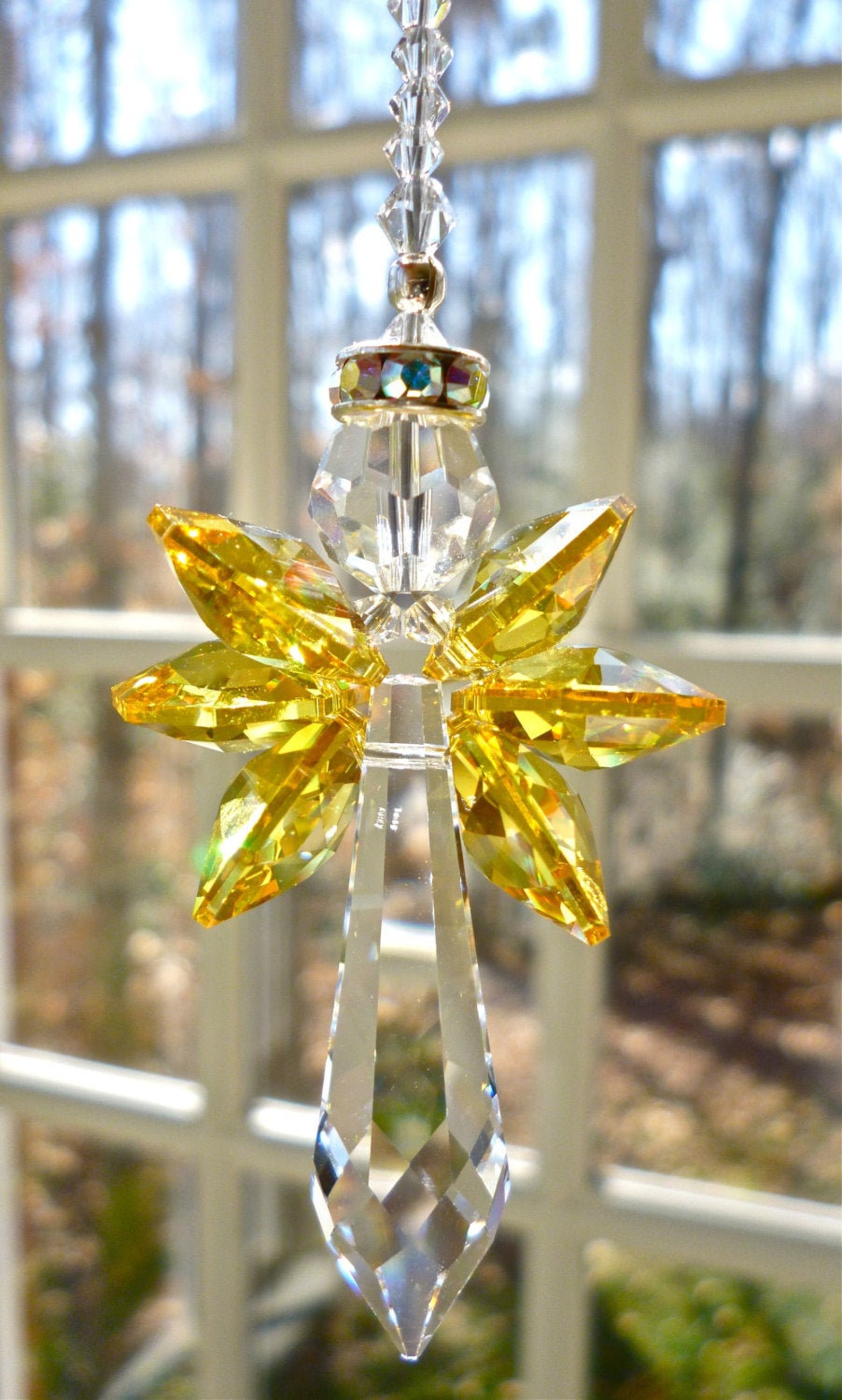Guardian Car Angel Car Charm With Yellow Wings, All Swarovski Crystal ...