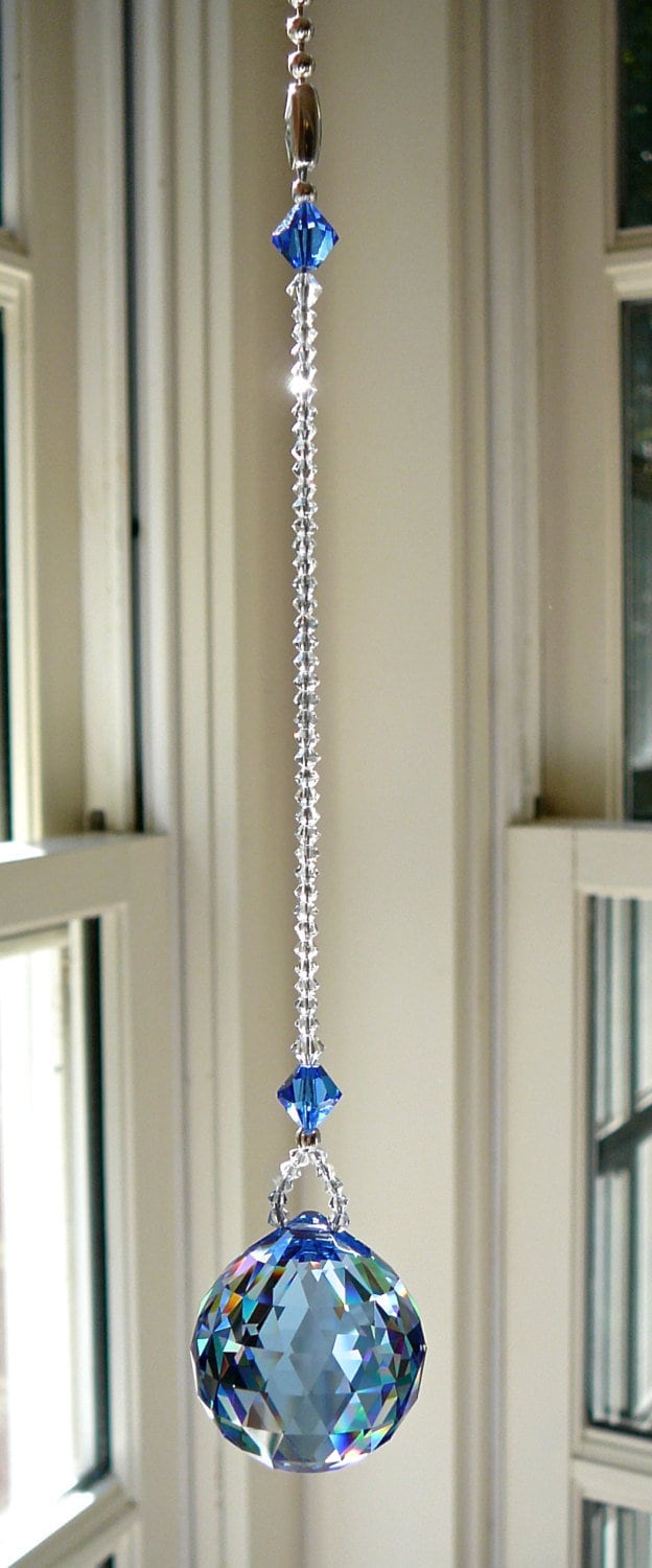 30mm Crystal Ball Fan Pull, Light Pull or Suncatcher, Swarovski Crystal ...