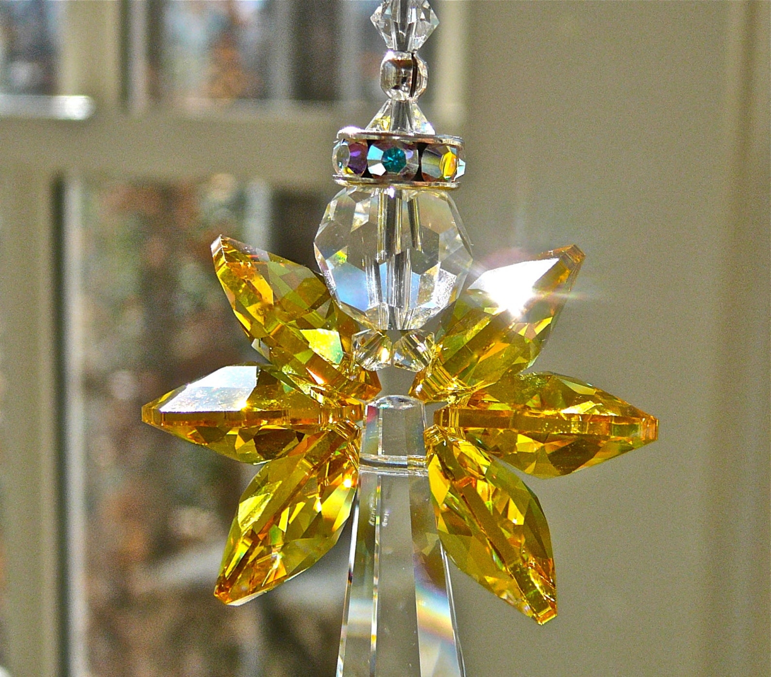 Guardian Car Angel Car Charm With Yellow Wings, All Swarovski Crystal ...