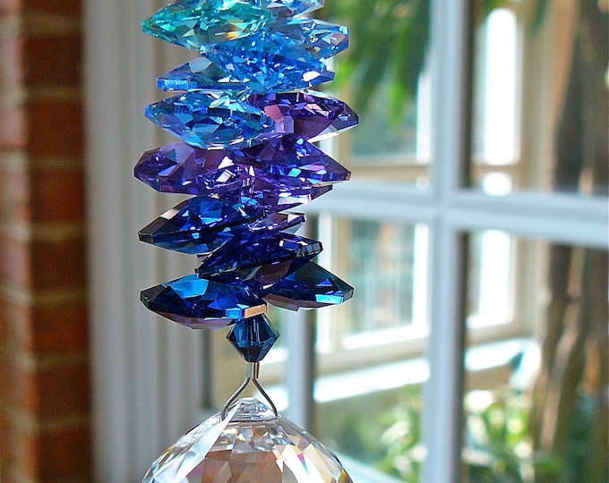 Crystal Ball Ornament, Suncatcher Prism Rainbow Maker in Peacock Colors ...