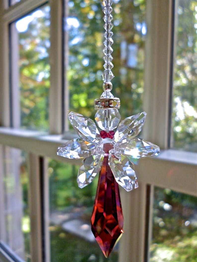 Guardian Angel Car Charm in Red Made With Swarovski Crystals - Etsy