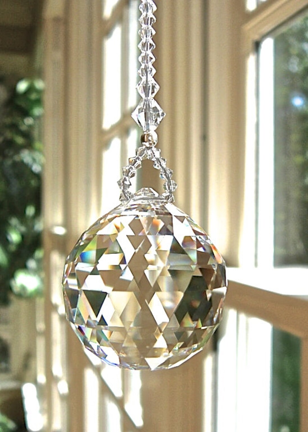 30mm Crystal Ball Light Pull, Fan Pull or Suncatcher, Swarovski Crystal ...