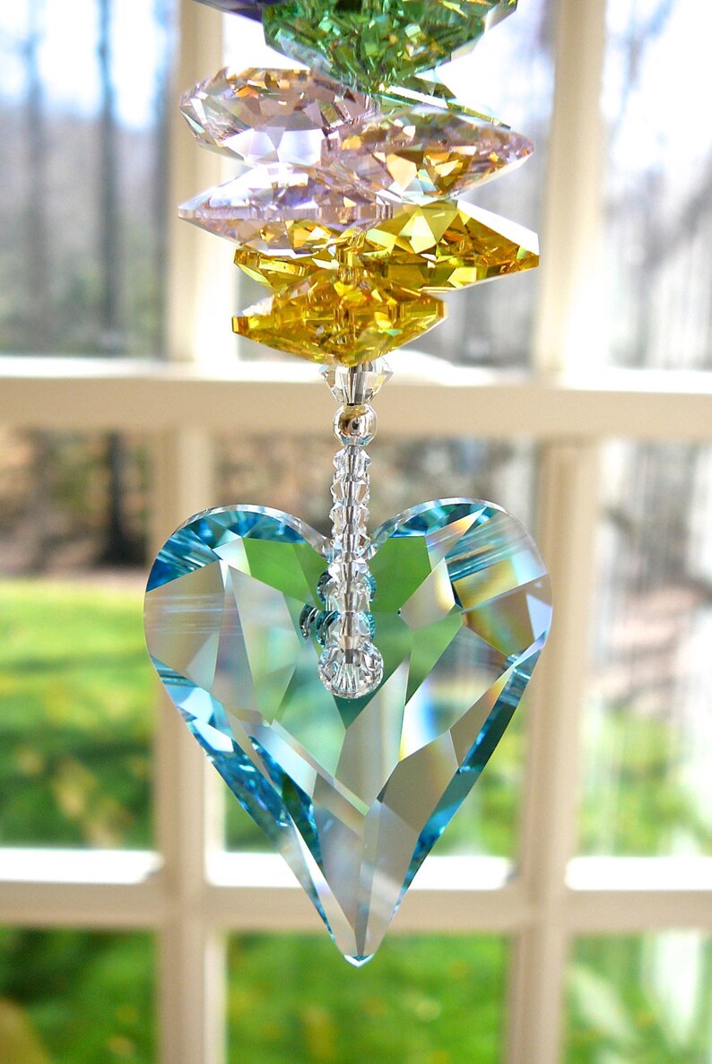 Pastel Crystal Heart Suncatcher in Happy Colors – Made With a 37mm Blue ...