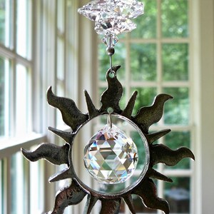 Crystal Pewter Sun Suncatcher for Car Mirror or Home Window in Clear or ...