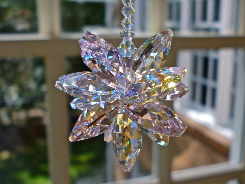 Pink and Clear AB Crystal Cluster Suncatcher Prism, Made W/ Swarovski ...
