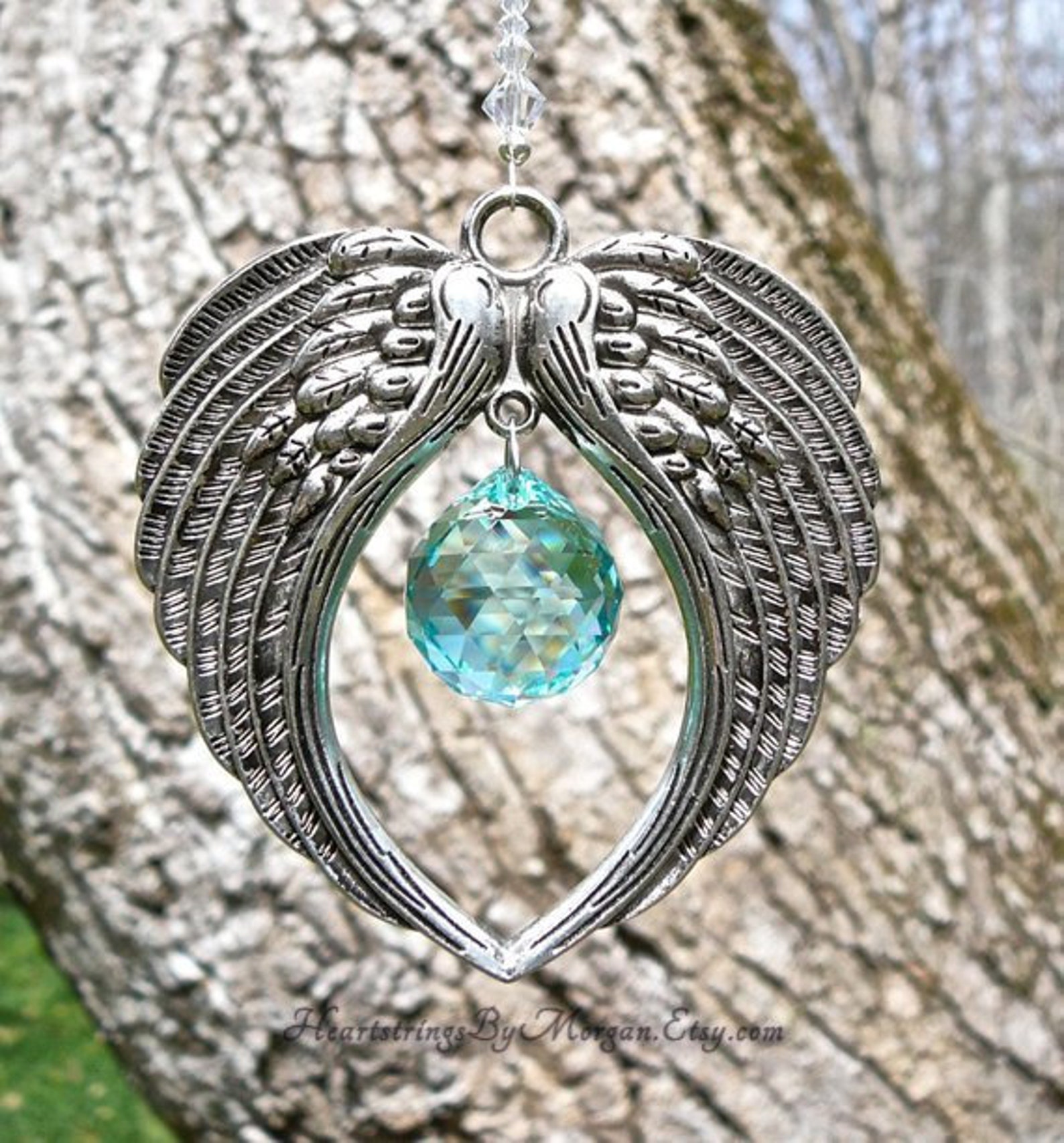 ANGEL WINGS Car Charm Suncatcher Made With Pewter Wings and - Etsy