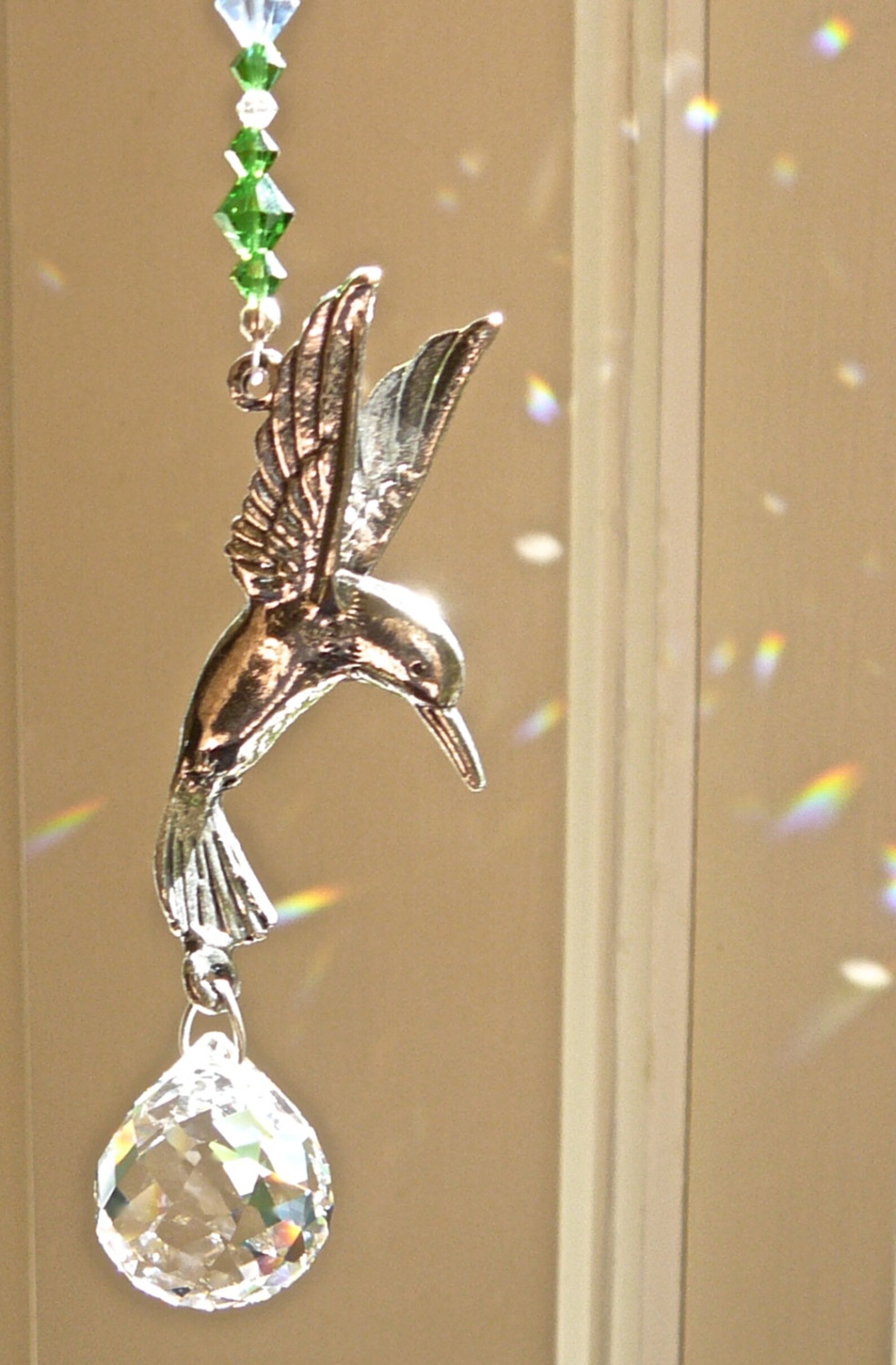 Pewter Hummingbird Window Hanger W/ 20mm Swarovski Crystal - Etsy