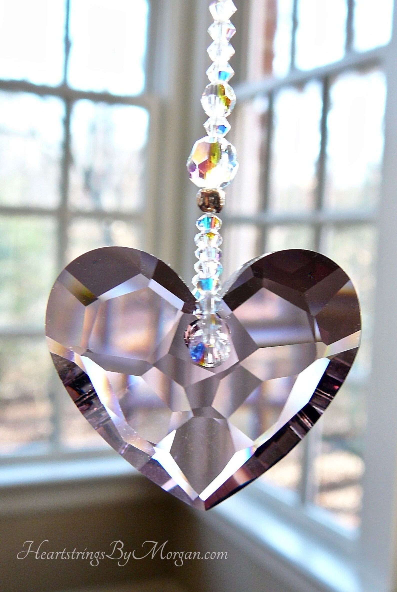 Crystal Heart Suncatcher, RETIRED 36mm Swarovski Lilac Heart for Home ...