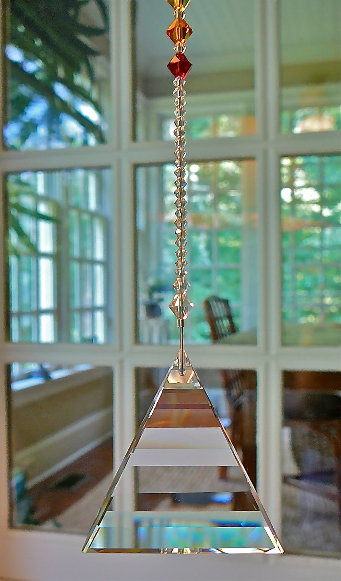 Large Swarovski Crystal Pyramid Suncatcher Made With 50mm - Etsy