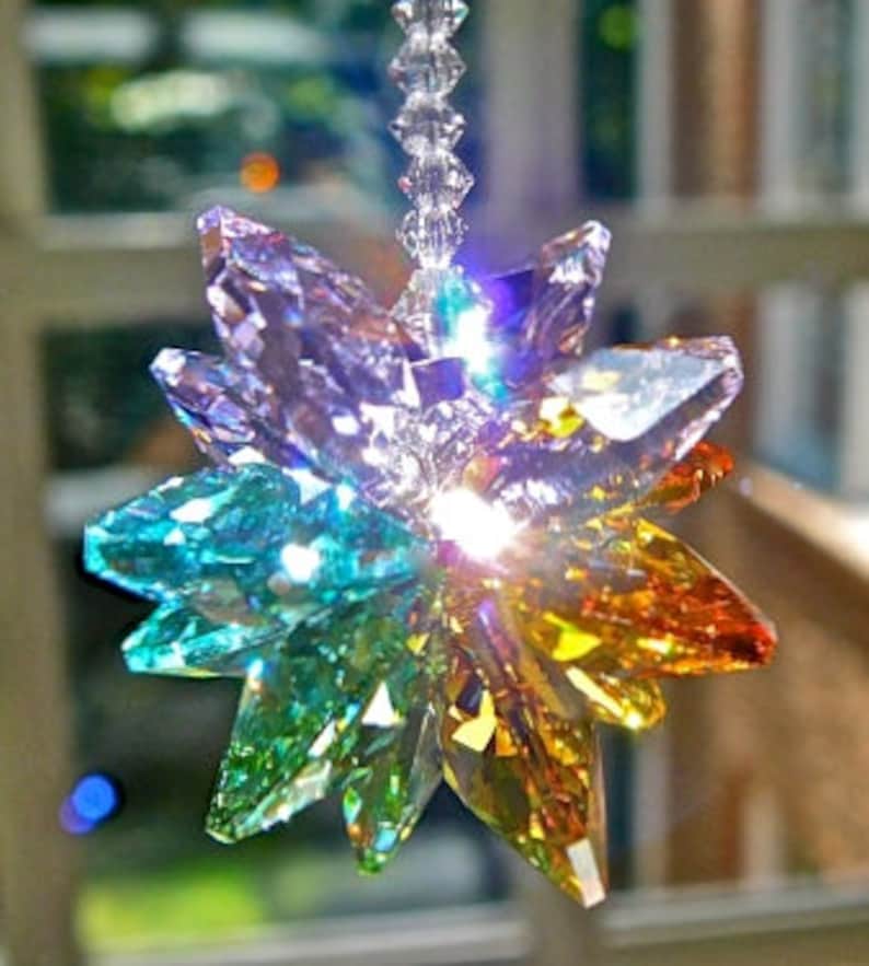 Pastel Rainbow Colored Crystal Suncatcher - Entirely Swarovski Crystal ...