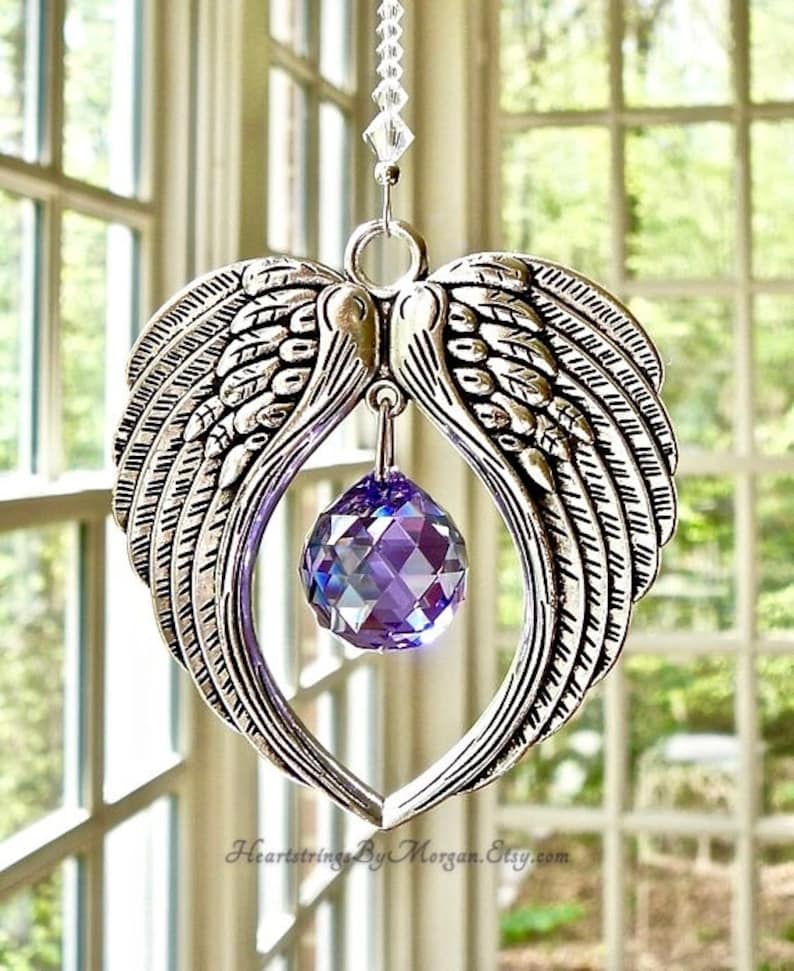 ANGEL WINGS Car Charm Suncatcher Made With Pewter Wings and | Etsy