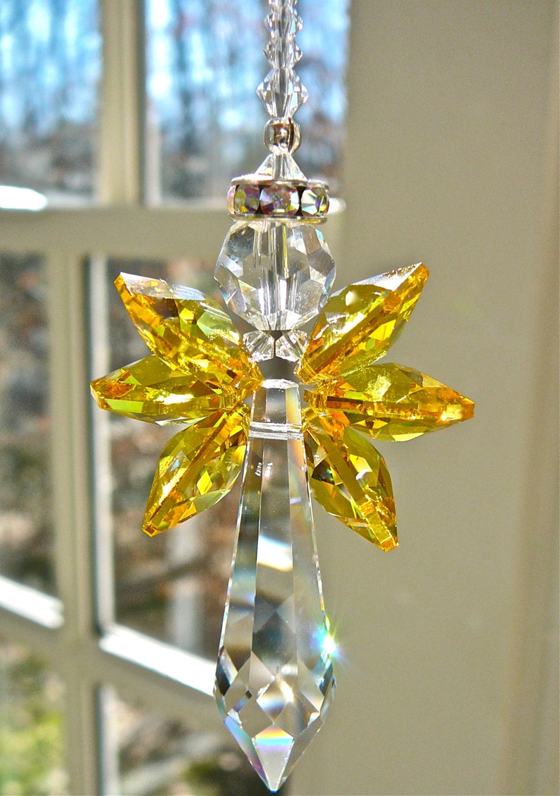 Guardian Car Angel Car Charm With Yellow Wings All Swarovski - Etsy