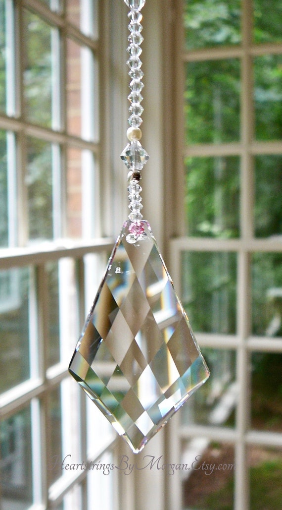Diamond Shaped Swarovski Crystal Suncatcher Window Decor With | Etsy