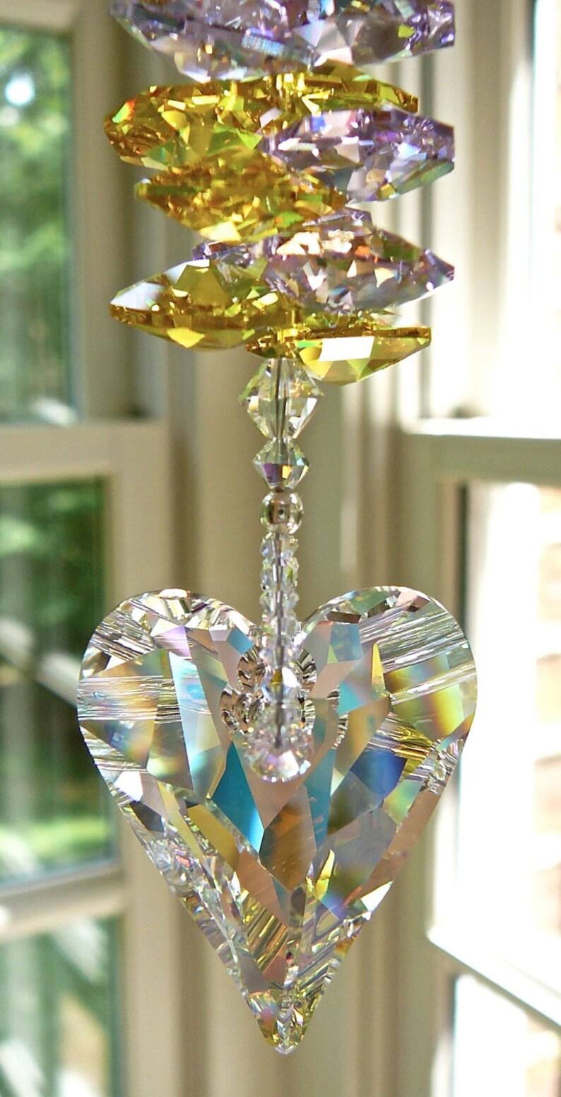 Heart Suncatcher Prism Rainbow Maker Made With Swarovski | Etsy