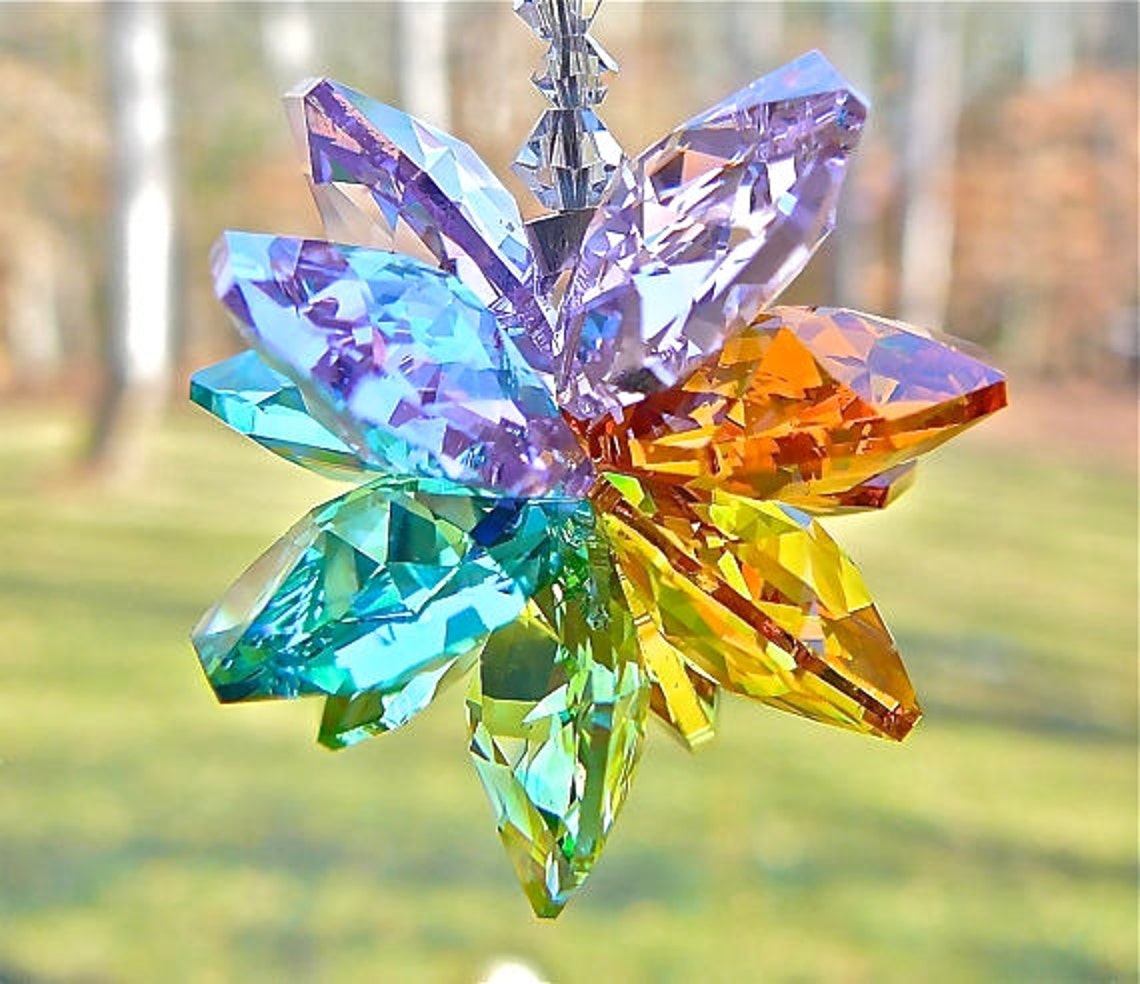 Pastel Rainbow Colored Crystal Suncatcher Entirely Swarovski | Etsy