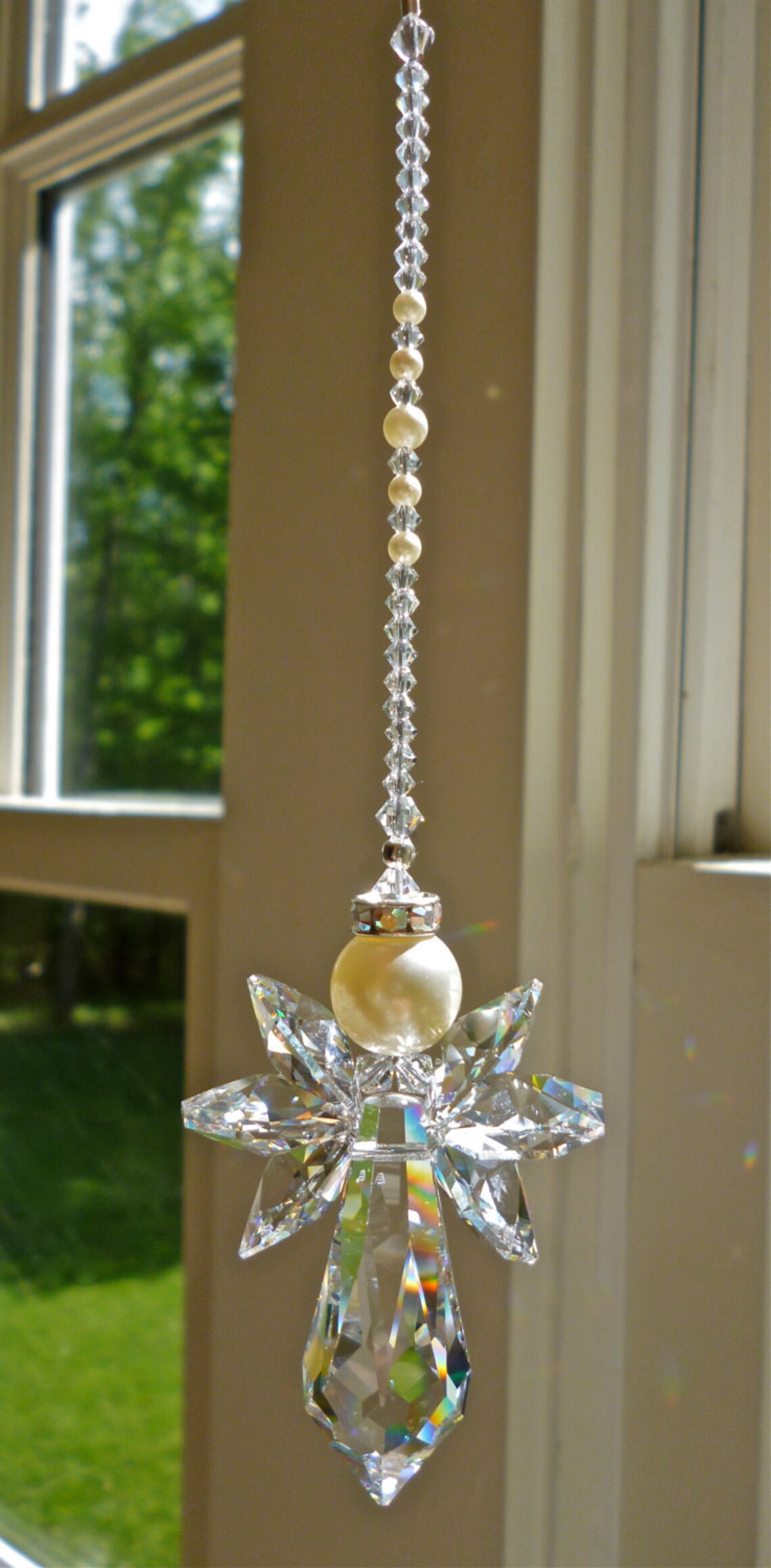 Crystal Angel Suncatcher Made With Swarovski Crystals, Hanging Guardian ...