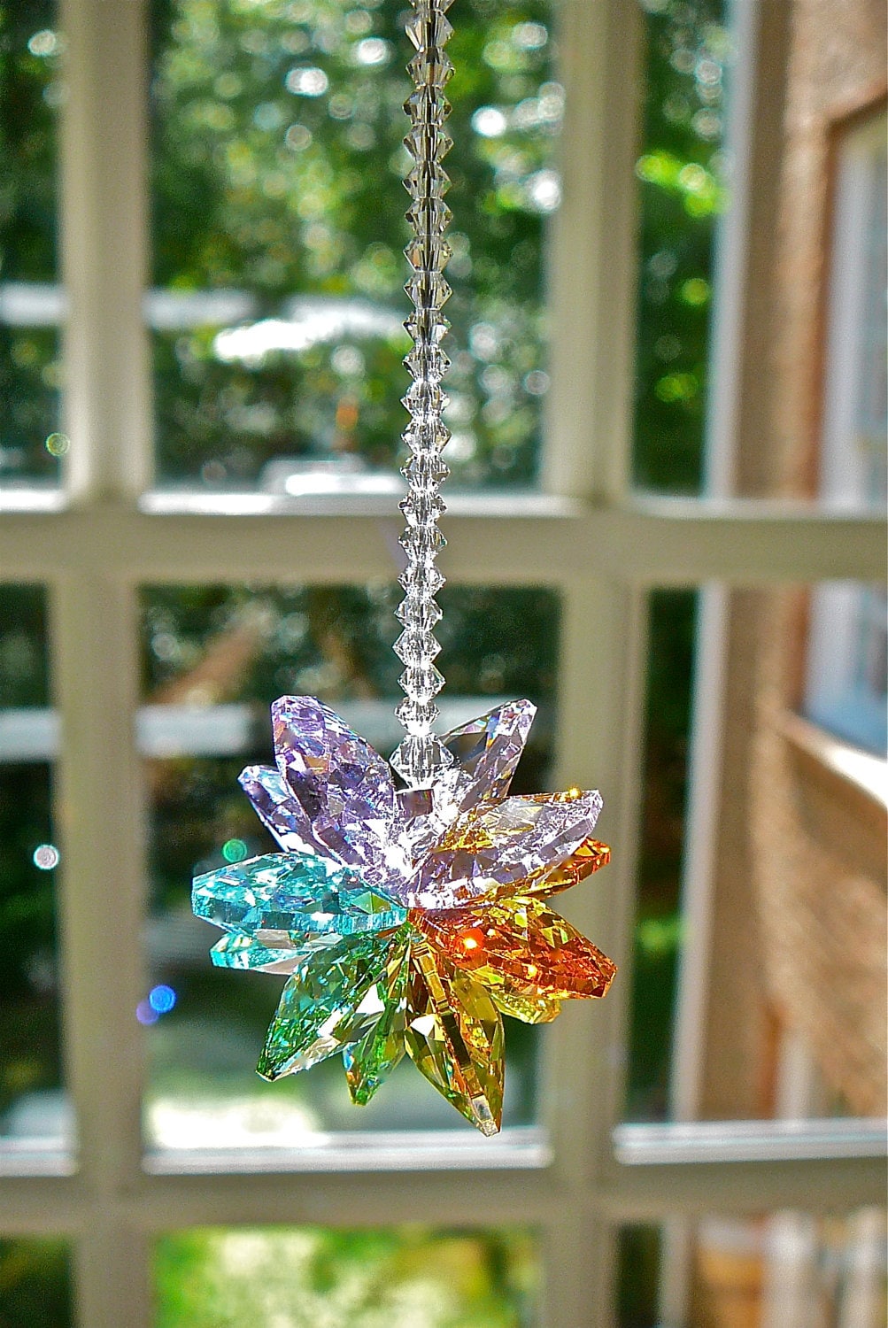 Pastel Rainbow Colored Crystal Suncatcher - Entirely Swarovski Crystal ...