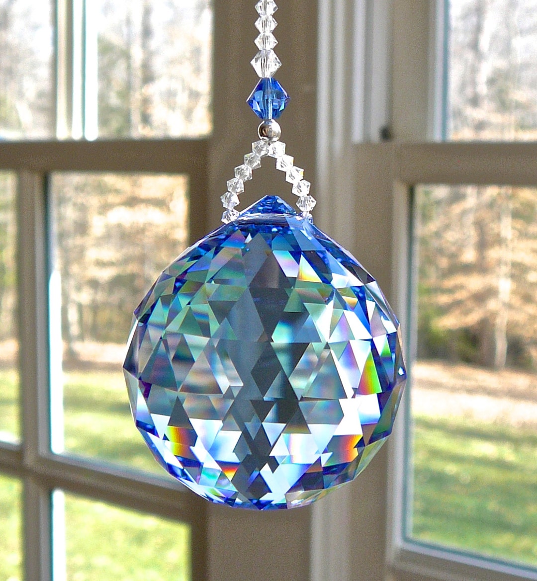 Large 40mm Crystal Ball Suncatcher, Made W/ Swarovski Crystal Ball in 9 ...