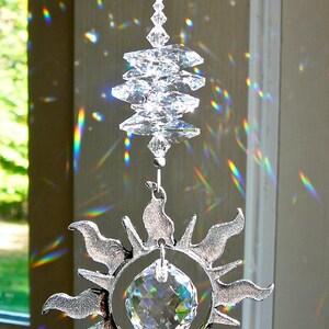 Crystal Pewter Sun Suncatcher for Car Mirror or Home Window in Clear or ...